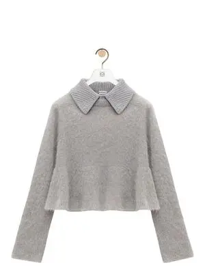 Loewe Lapel Long Sleeve Knit Jumper - Grey
