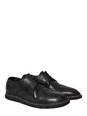 Guidi Round Toe Lace-up Casual Shoes - Black
