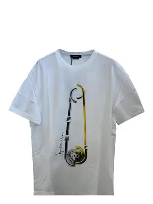 Versace Safety Pin Logo-print T-shirt - Gray
