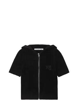 Alexander Wang Logo Embossed Cropped Hoodie - Black