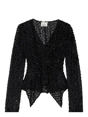 Isabel Marant Étoile Long Sleeve V-neck Top With Asymmetrical Hem - Black