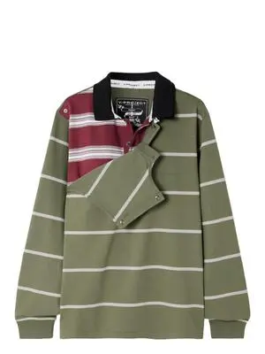 Y/project Layered Striped Button-up Hoodie - Green