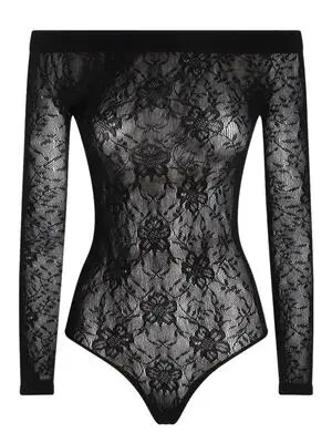 SAINT LAURENT Saint Laurent Lace Detailed Off-Shoulder Top