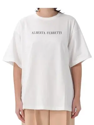 Alberta Ferretti Logo Printed Crewneck T-shirt - White