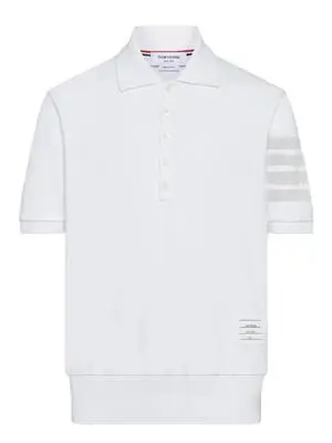 Thom Browne Ottoman 4-bar Logo Patch Polo Shirt - White