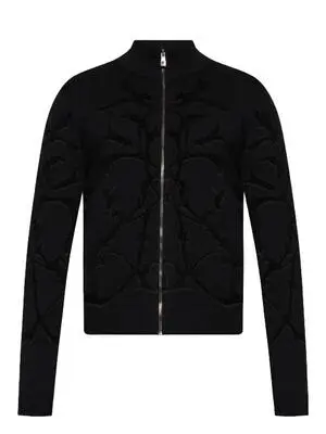 Versace Long-sleeved Zipped Cardigan - Black