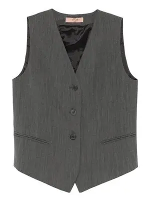 TWINSET Textured Sleeveless V-neck Waistcoat - Black