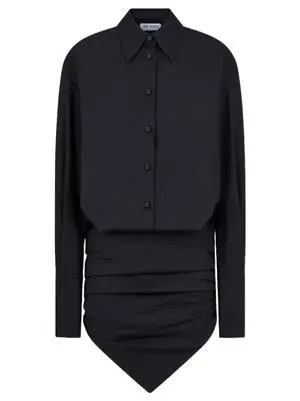 Attico Long-sleeved Mini Shirt Dress - Black