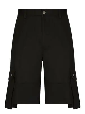 Dolce & Gabbana Stretch Cotton Cargo Bermuda Shorts - Black