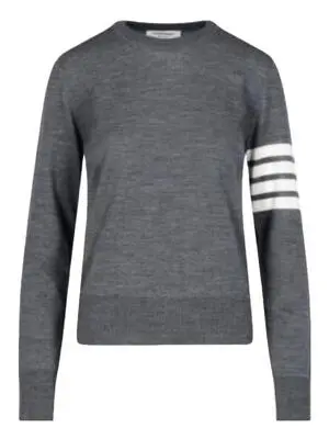 THOM BROWNE Thom Browne 4-Bar Ribbed Crewneck Jumper With Striped Trim