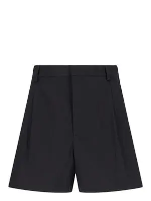 Prada Cotton Shorts With Rear Logo Patch - Black