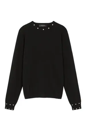 Versace Embellished Crewneck Sweater - Black