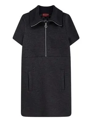 Gucci Double Jersey Zip-up Mini Dress - Black