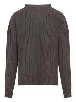 Rick Owens Mock Neck Long Sleeve Ribbed Knit Jumper - Black