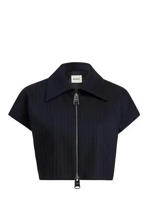 KHAITE Khaite Robin Zip-Up Pinstripe Shirt
