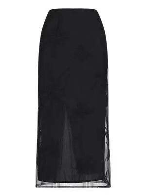 Blumarine Sheer Midi Skirt With Butterfly Motif - Black