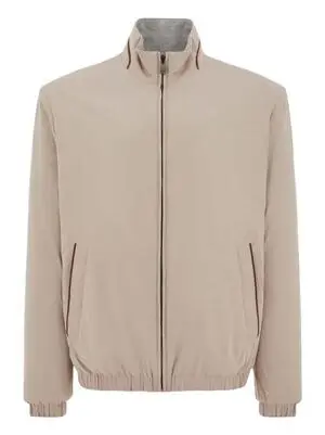 Canali Stand Collar Zip Jacket - Beige