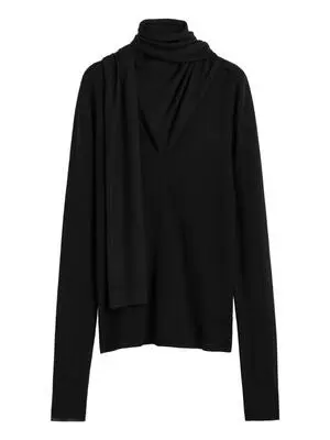 TOTEME Detailed Long-sleeved Jumper With Scarf - Black