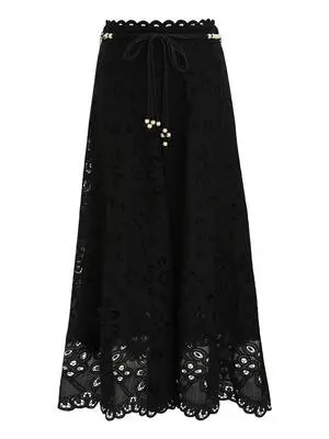 Zimmermann Rhiannon Embroidered Skirt - Black