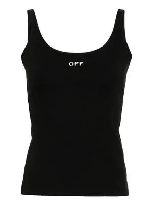 Off-White Sleeveless Tank Top With Logo - Black