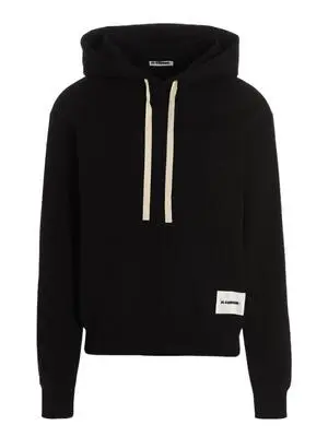 JIL SANDER Jil Sander Logo Patch Long-Sleeve Hoodie Black