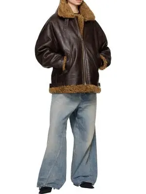 Vetements Brown Leather Lapel Jacket - Black