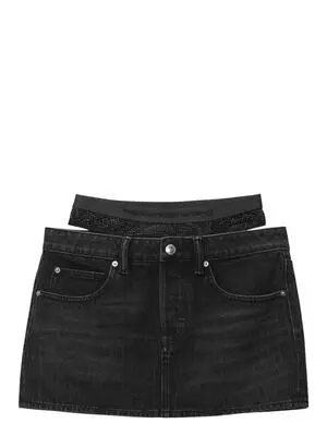 Alexander Wang Layered Denim Mini Skirt - Dark