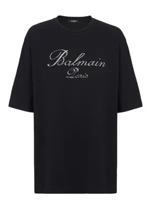 Balmain Logo Embellished Crewneck T-shirt - Black