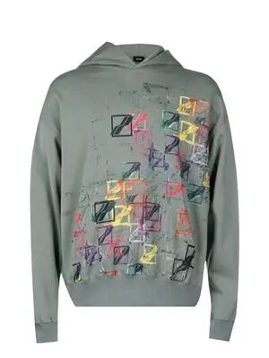 We11Done Abstract Print Hoodie - Gray