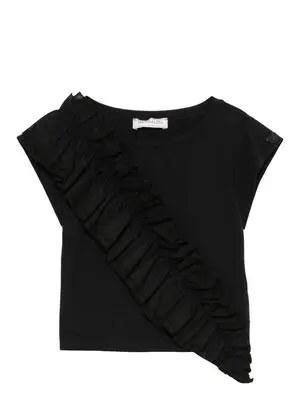 Monnalisa Ruffled Trim T-shirt - Black