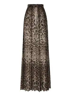 DOLCE & GABBANA Dolce & Gabbana High-Waisted Pleated Leopard Print Trousers