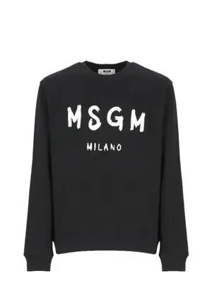 MSGM Logo-printed Crewneck Sweatshirt - Black