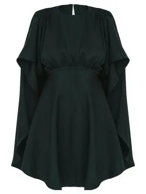 Zimmermann Eden Cascading Round Neck Mini Dress - Dark Green