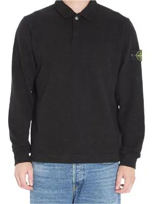 Stone Island Badge-detail Polo Shirt - Black