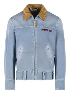 Marni Contrast Collar Zip Jacket - Light Blue