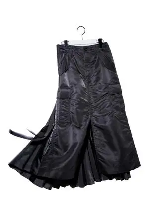 Sacai Twill Skirt With Cargo Pockets And Pleated Detailing - Black