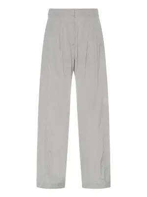 THE ROW Iven Crinkled Technical Silk Barrel Leg Pants - Smoky Grey
