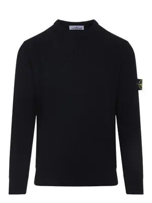 Stone Island Logo Patch Knitted Sweater - Blue