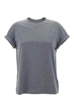 Brunello Cucinelli Brunello Cucinelli Embellished Crewneck T-Shirt Gray
