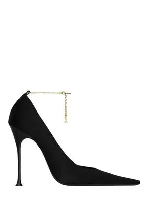 Saint Laurent Régine Pointed Toe Pumps With Adjustable Ankle Strap - Black