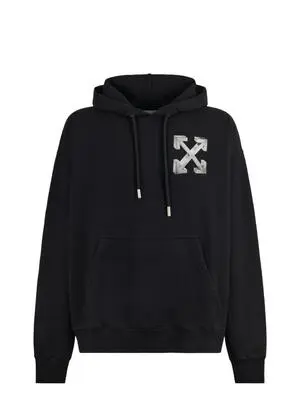 Off-White Logo Printed Drawstring Hoodie - Black