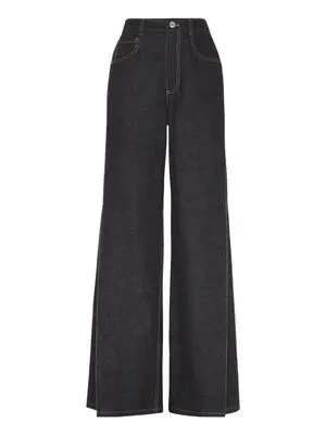 Brunello Cucinelli Contrast Stitch Wide-leg Jeans - Blue
