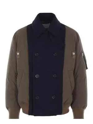 Sacai Double-breasted Anchor-button Coat - Black