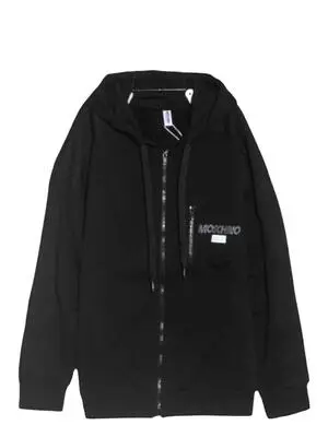 Moschino Long-sleeved Casual Jacket With Logo Emblem - Black