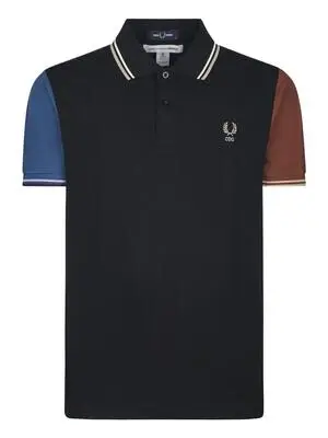 Comme Des Garçons Colour-block Logo Embroidered Polo Shirt - Black