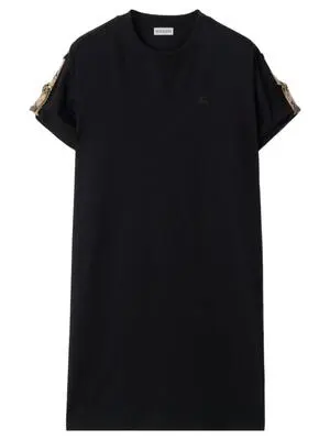 Burberry Logo Embroidered Crewneck T-shirt Dress - Black