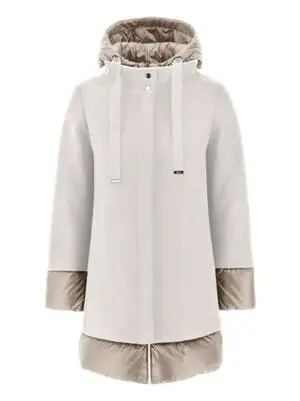 Herno A-shape Jacket With Drawcord Hood And Feather Padding - White