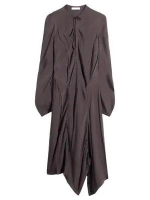 LEMAIRE Crinkled Viscose Twill Bias-cut Dress - Bright Brown