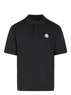 Moncler Moncler Logo Patch Short-Sleeved Polo Shirt Black