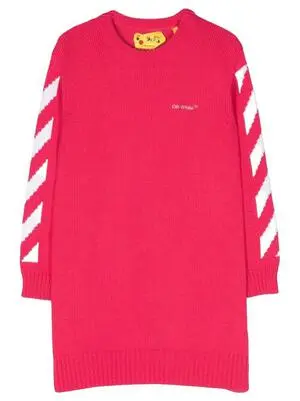 Off-White Arrows Print Long Sleeve T-shirt Dress - Red